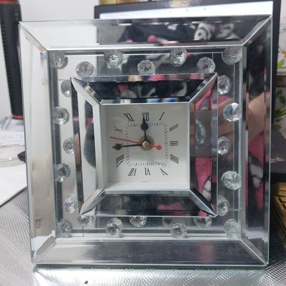 Accents | Desk Clocks Crystal Sparkle Beads Twinkle Bling Mirrored ...